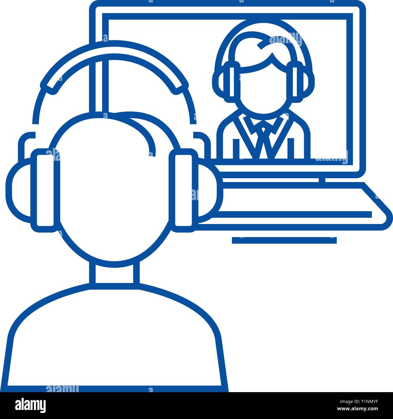 Online interview,study,school line icon concept. Online interview,study ...