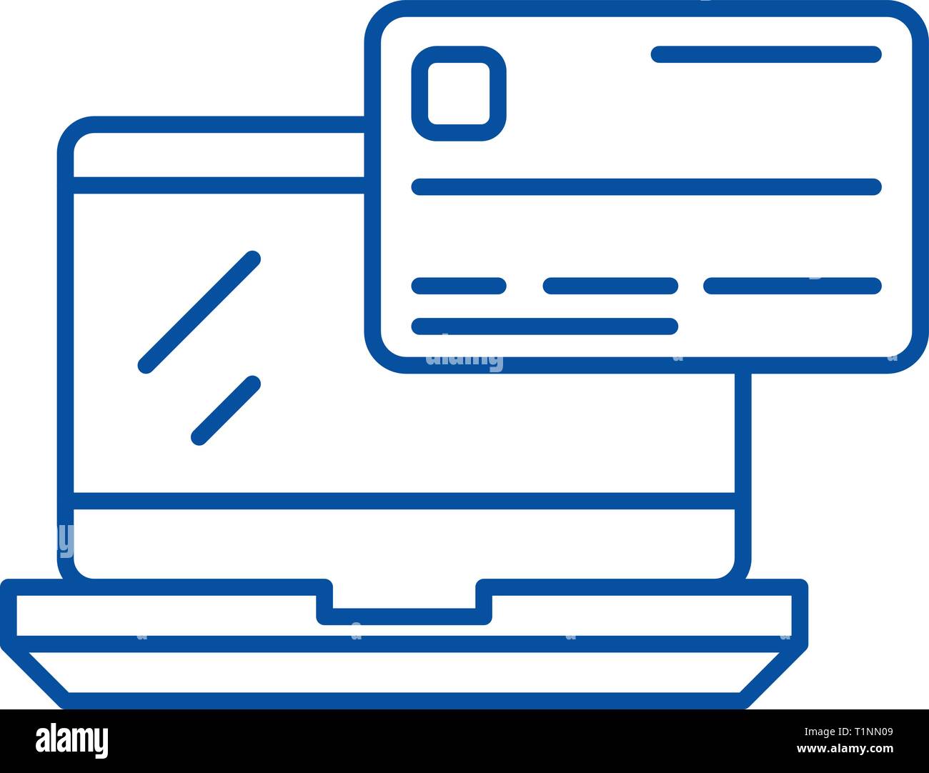 Online payment line icon concept. Online payment flat vector symbol ...