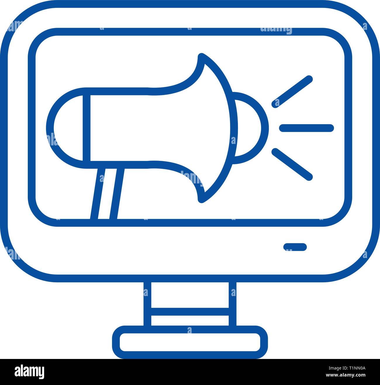 Online pr line icon concept. Online pr flat vector symbol, sign ...