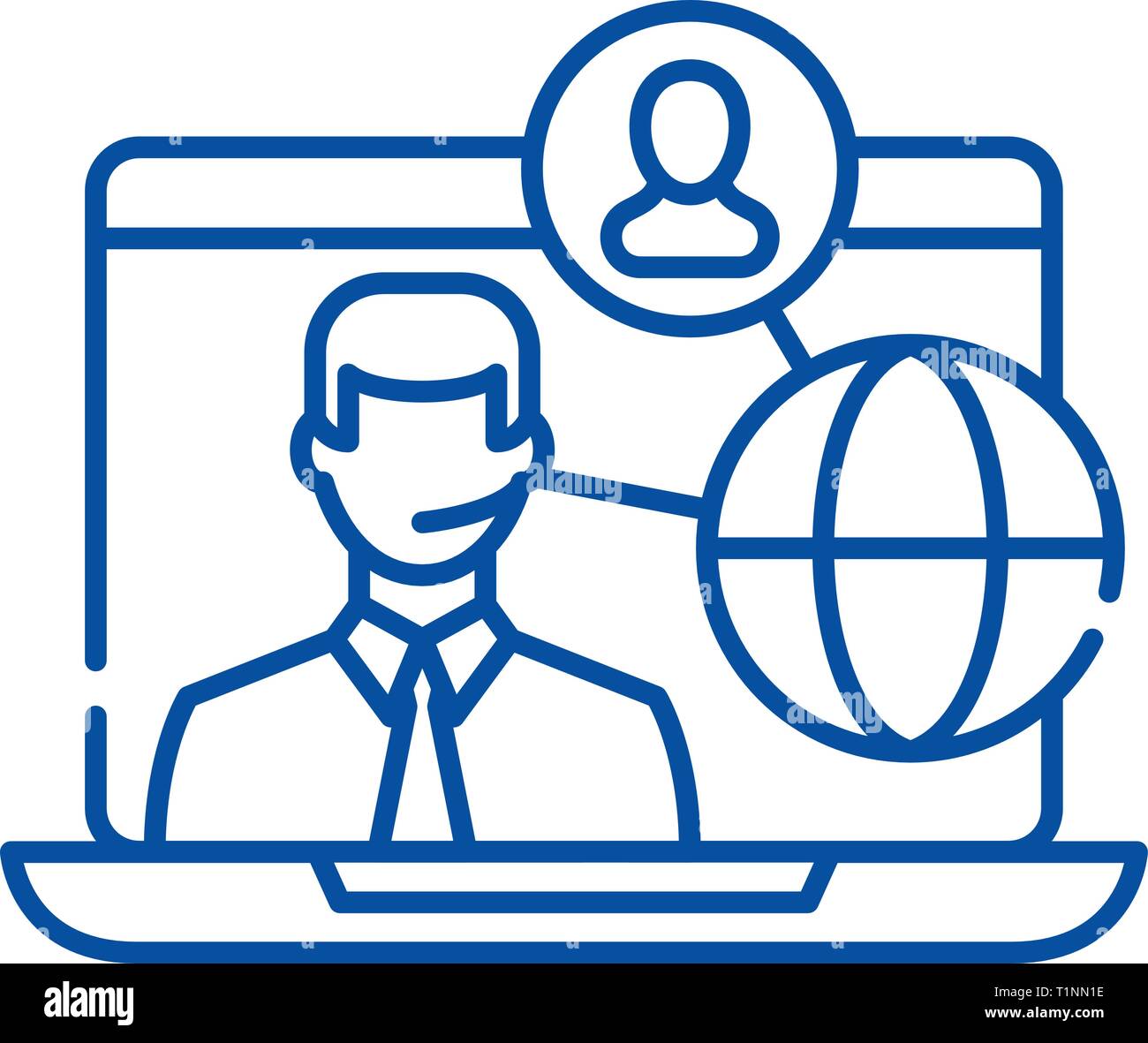 Online teamwork concept line icon concept. Online teamwork concept flat ...