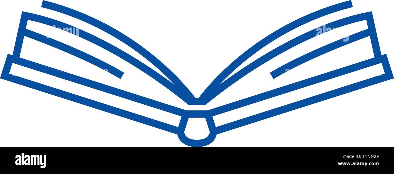 Open book frontview line icon concept. Open book frontview flat vector ...