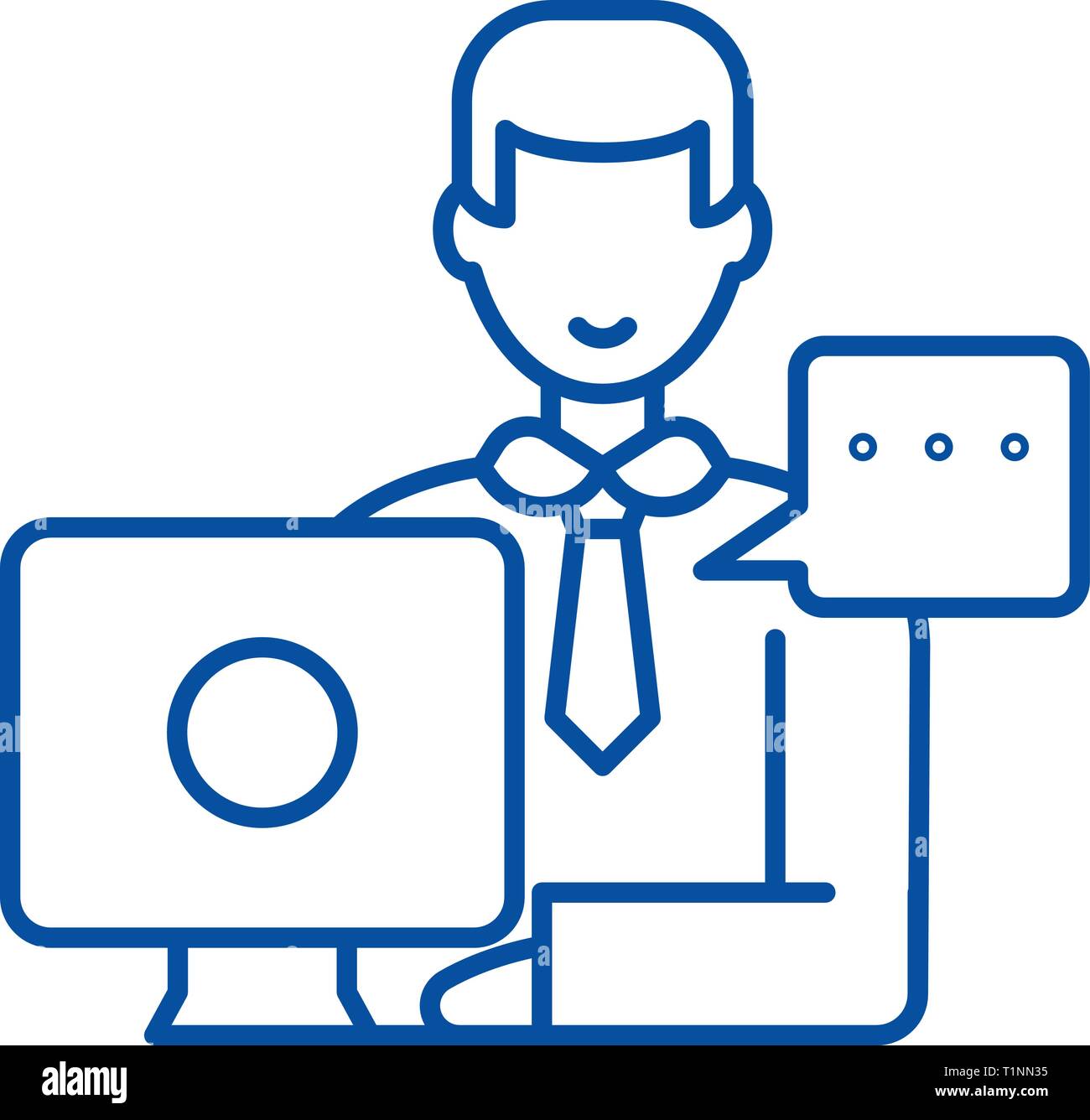 Operational meeting line icon concept. Operational meeting flat vector ...