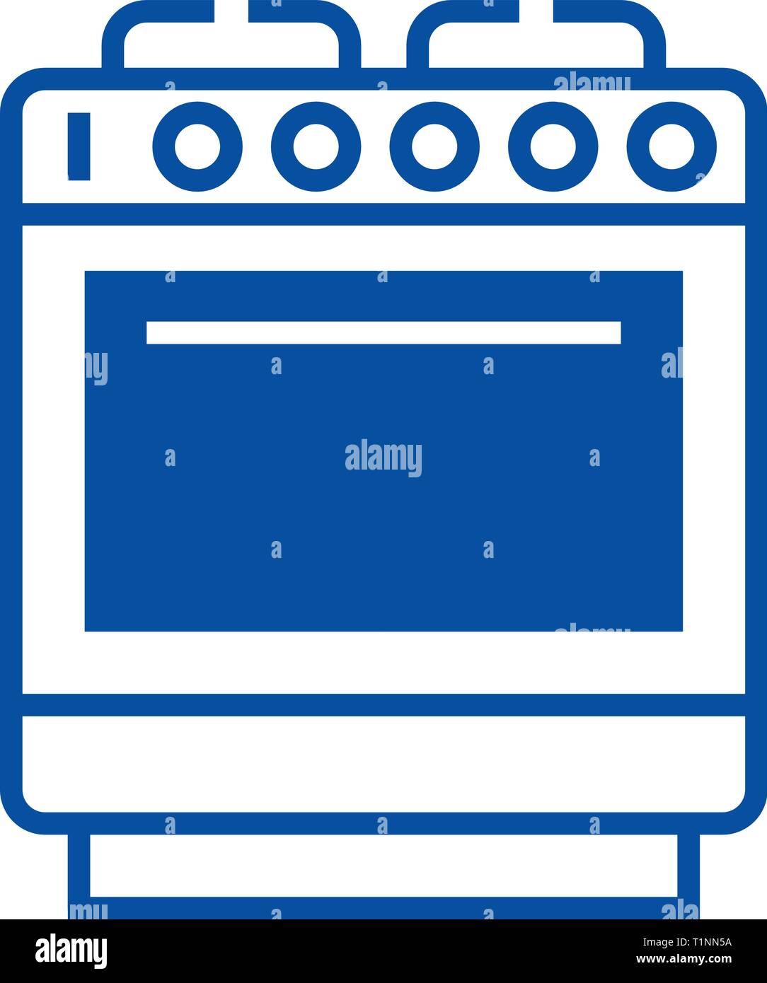 Oven sign line icon concept. Oven sign flat vector symbol, sign ...