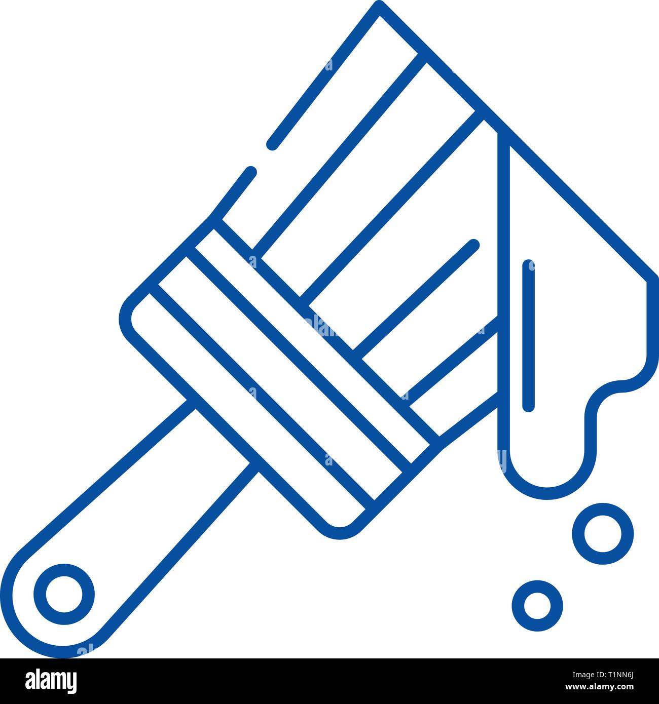 Paint brush line icon concept. Paint brush flat vector symbol, sign ...