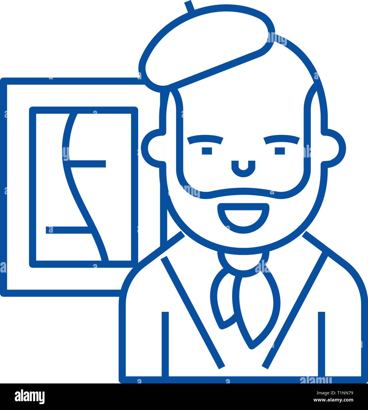 Painter,fine art line icon concept. Painter,fine art flat vector symbol ...