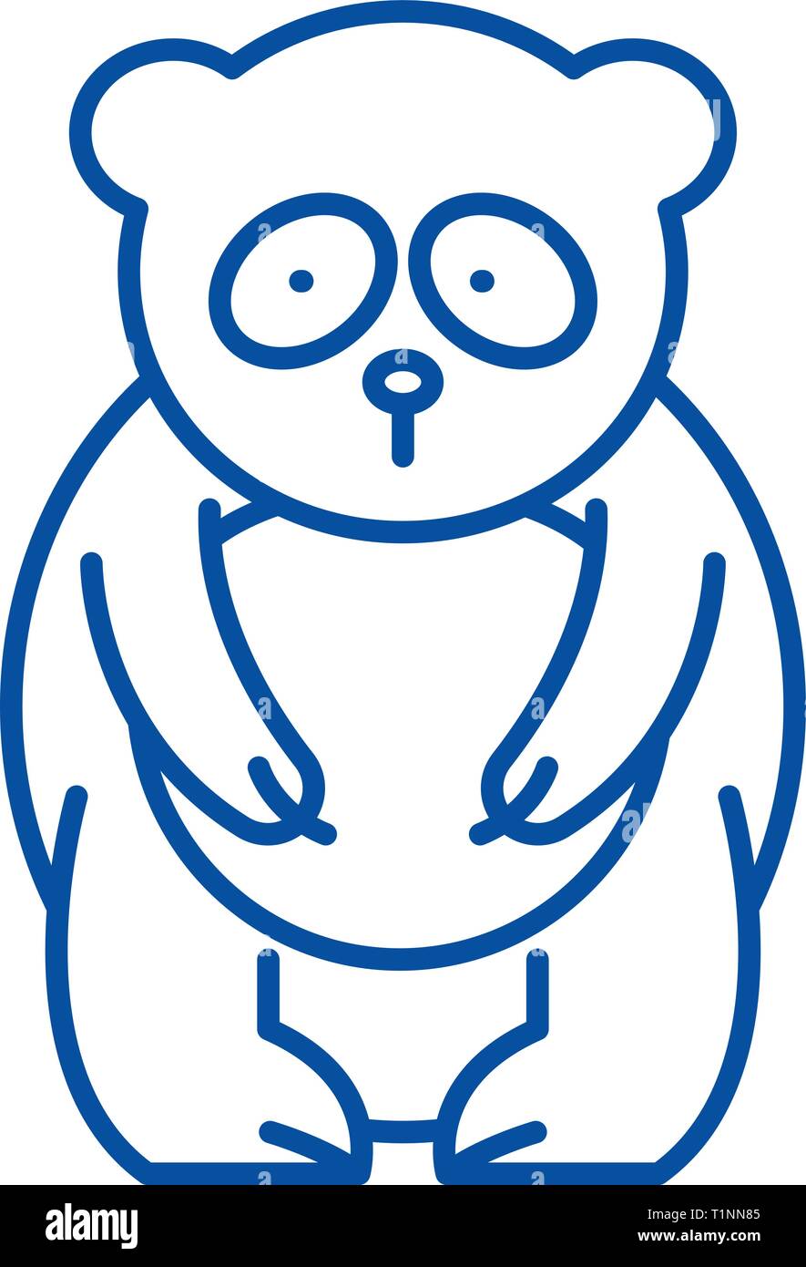 Panda bear line icon concept. Panda bear flat vector symbol, sign ...
