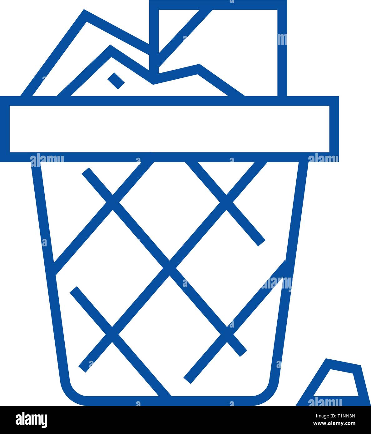 Paper bin,office garbage line icon concept. Paper bin,office garbage ...
