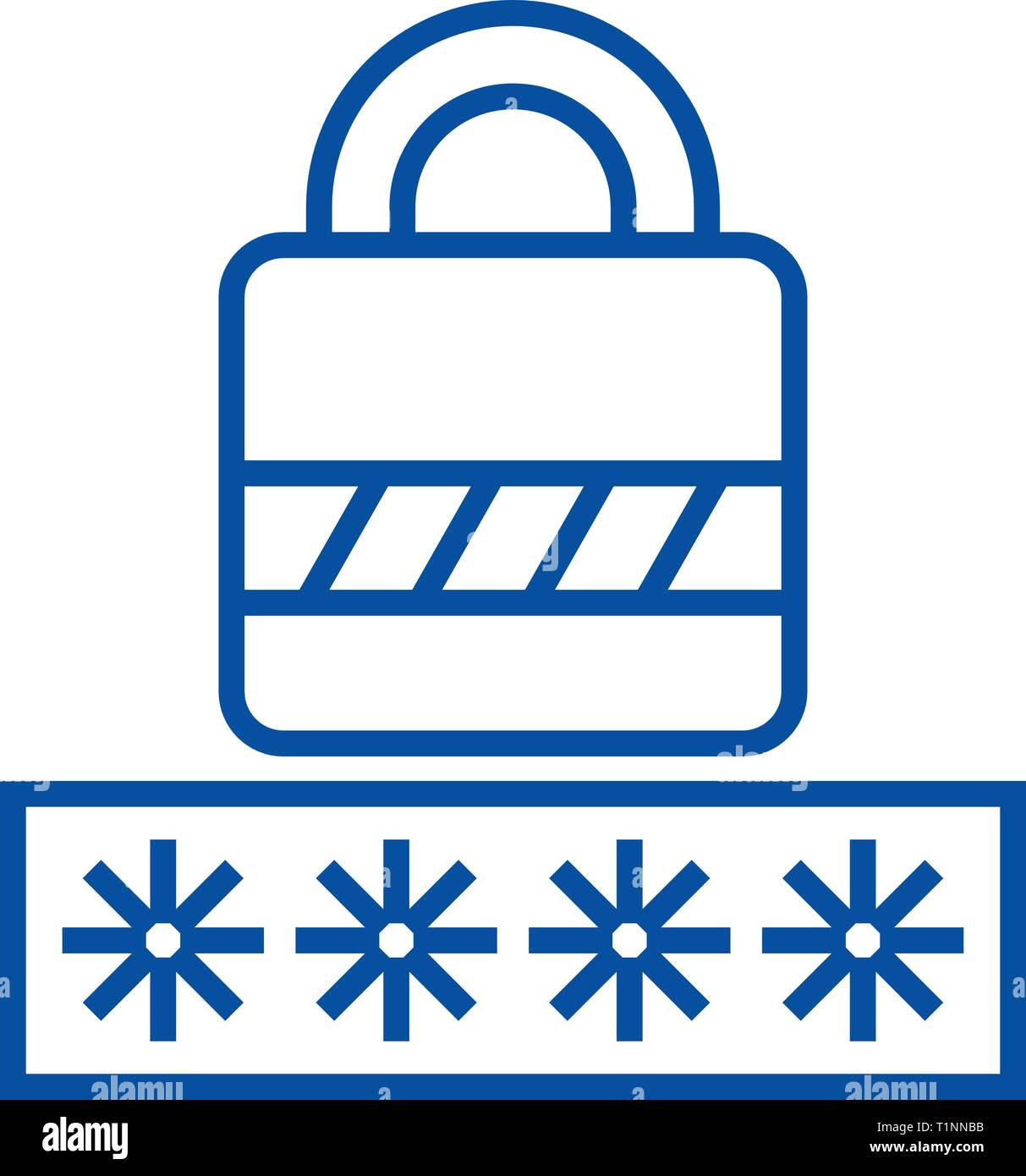 Password,login lock line icon concept. Password,login lock flat vector ...