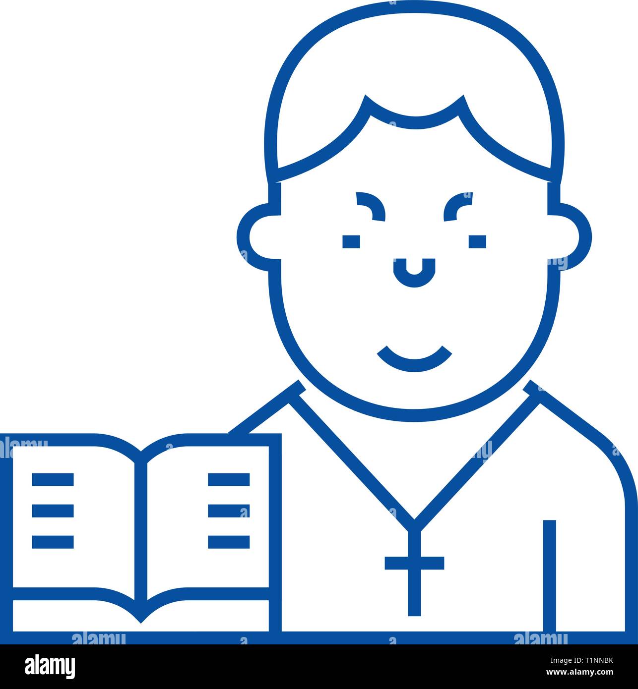 Pastor line icon concept. Pastor flat vector symbol, sign, outline ...
