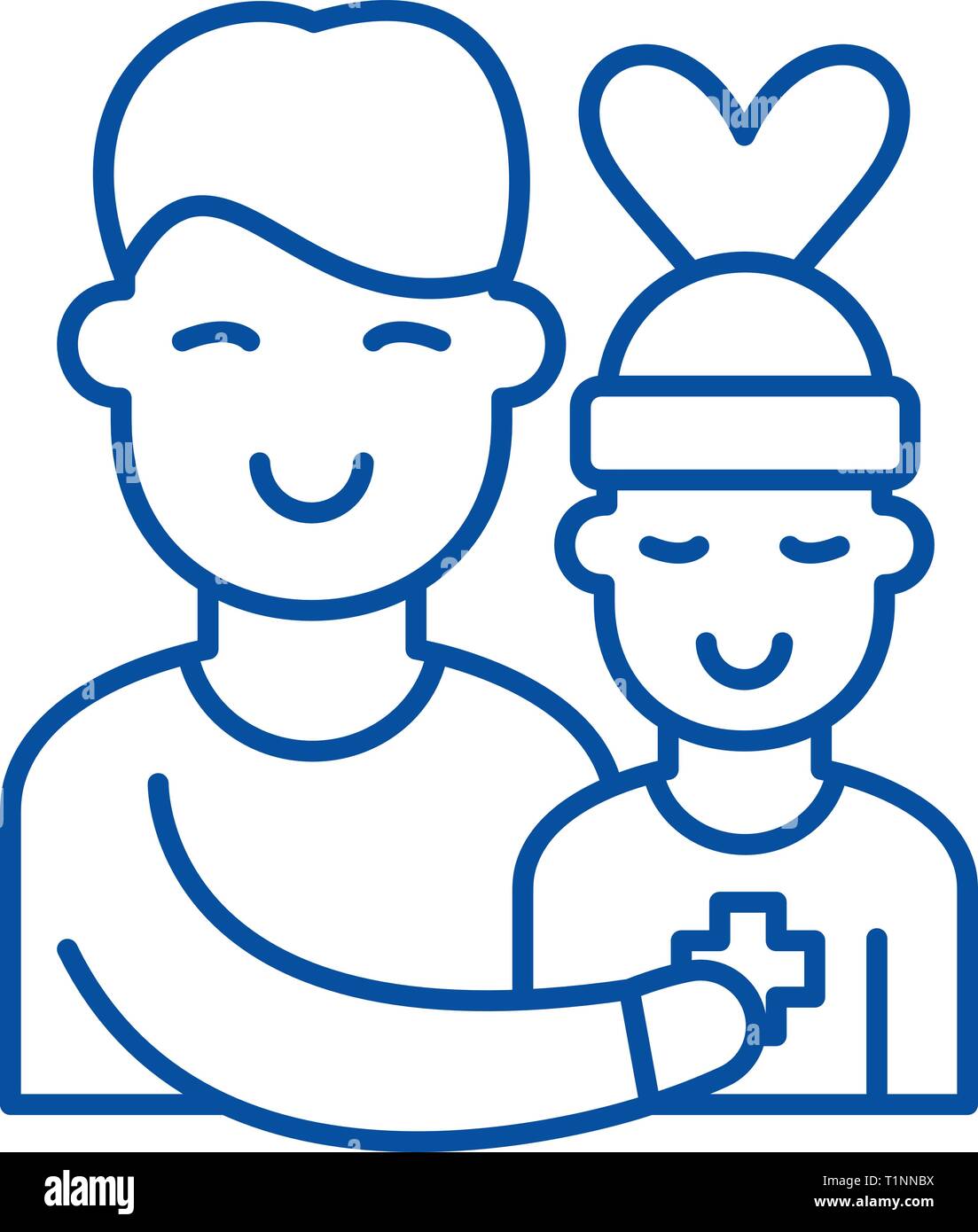 Patient care line icon concept. Patient care flat vector symbol, sign ...