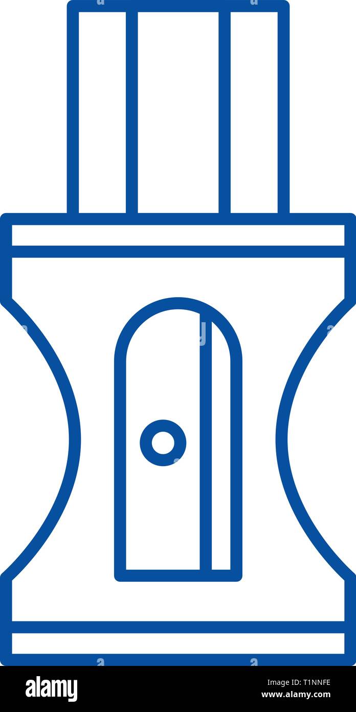 Pencil sharpener line icon concept. Pencil sharpener flat vector symbol ...