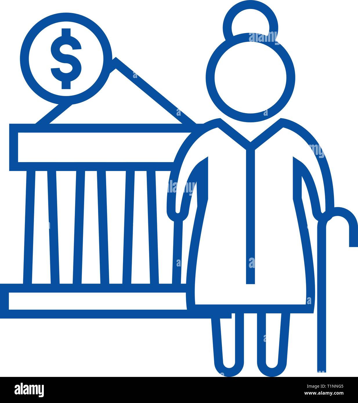 Pension contributions line icon concept. Pension contributions flat ...