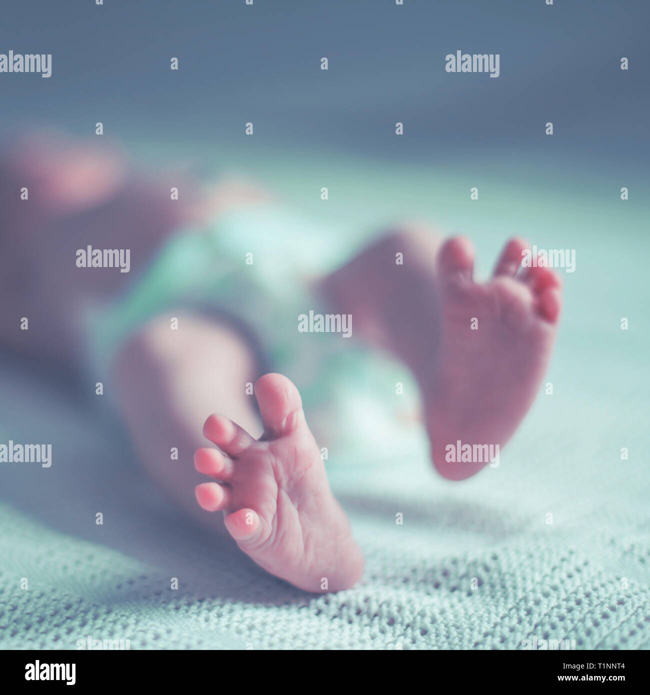 health concept - closeup of legs of a newborn baby lying Stock Photo ...