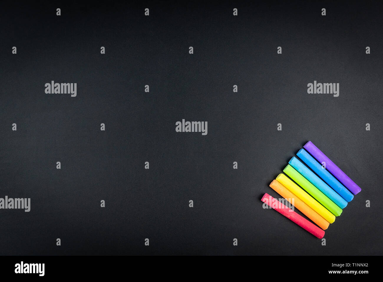 black chalk board with colored chalk for drawing copyspace Stock Photo ...