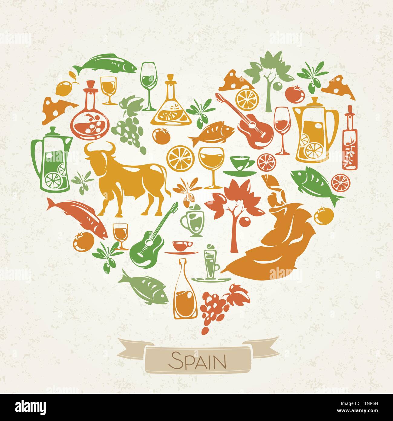 Vector I love Spain design with symbols of Spanish culture Stock Vector ...