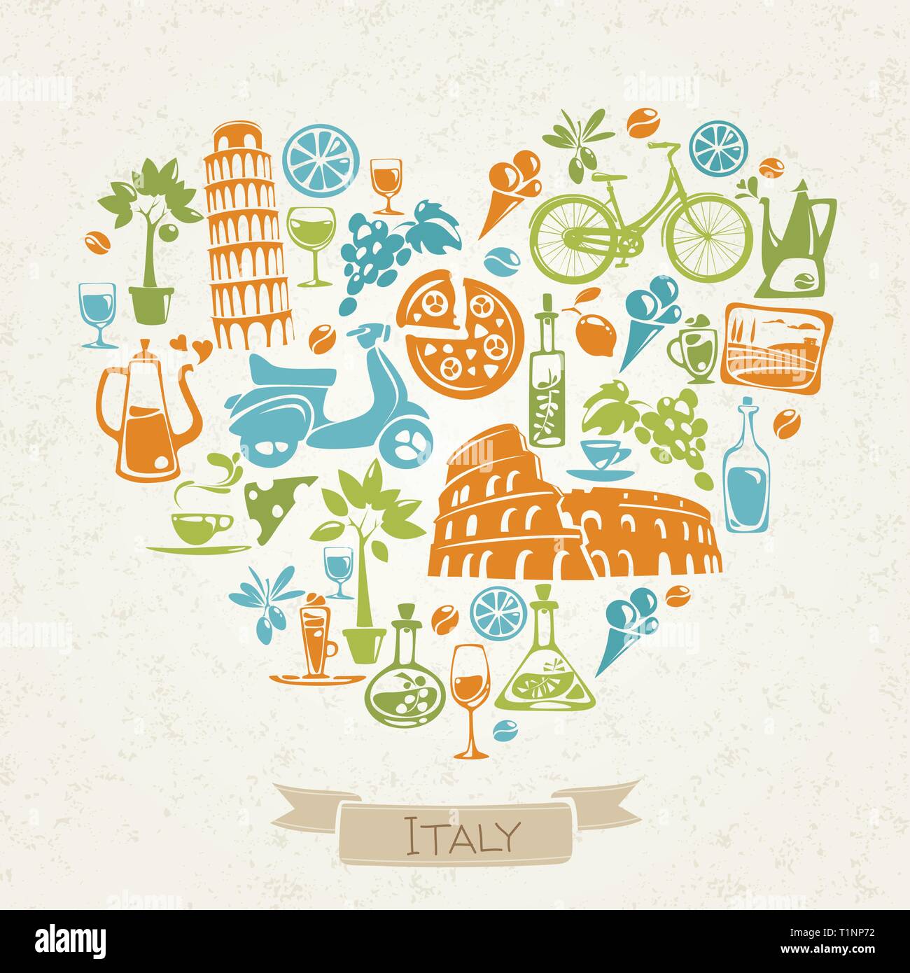 Vector I love Italy design with symbols of Italian culture Stock Vector Image & Art - Alamy