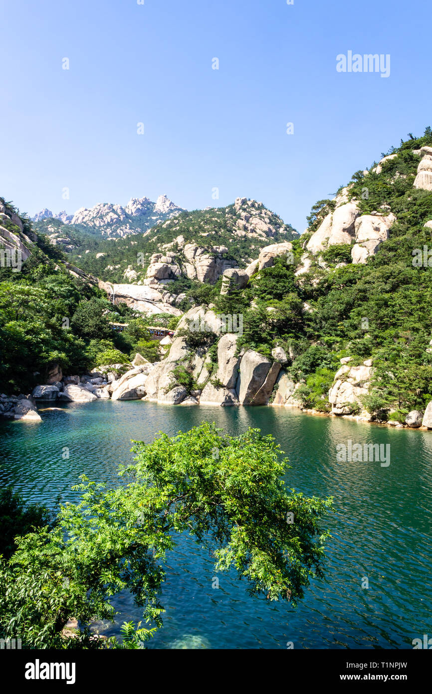 Qingdao, China: a lake in Ba Shui He trail in Mt. Laoshan in Summer ...