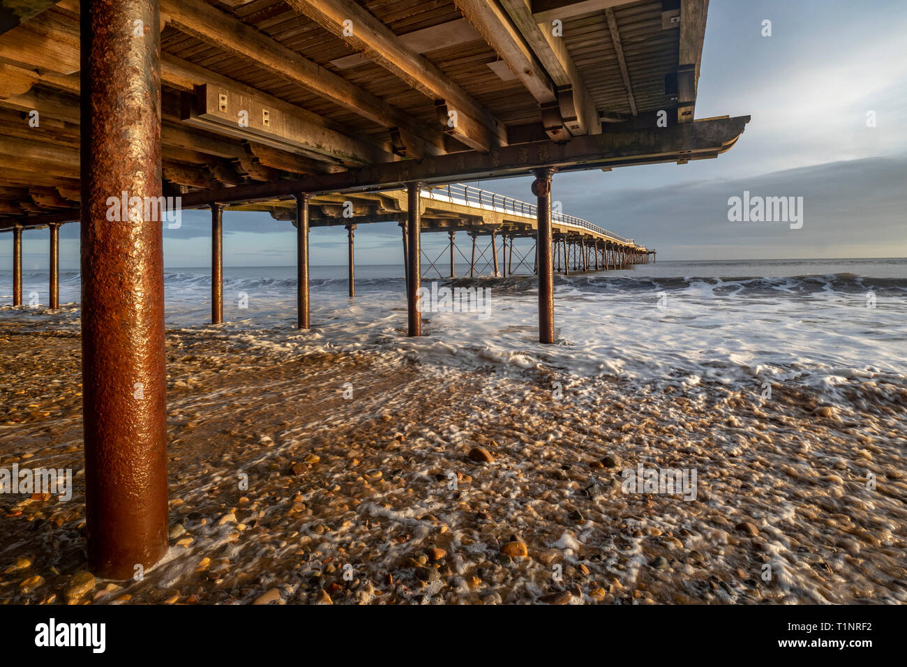 Saltburn Pier North Yorkshire at High Tide Stock Photo - Alamy