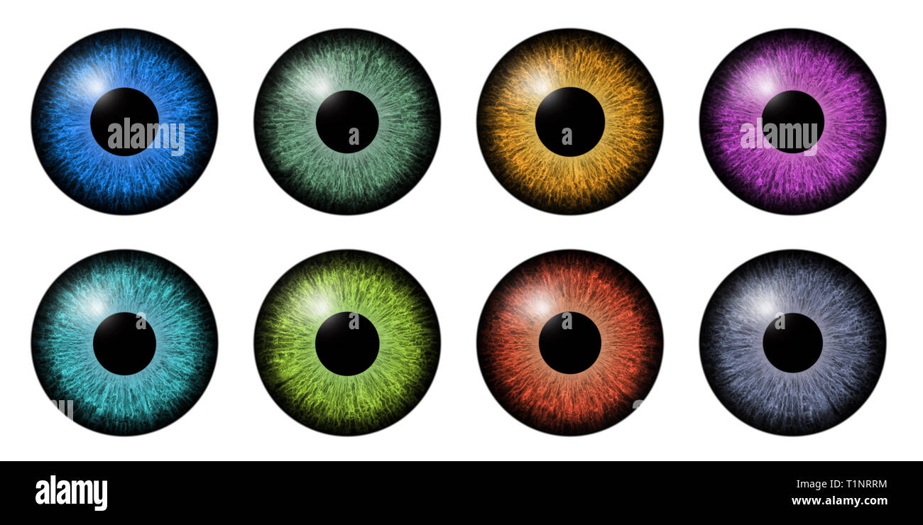 Detail macro illustration of different eyes iris Stock Photo - Alamy