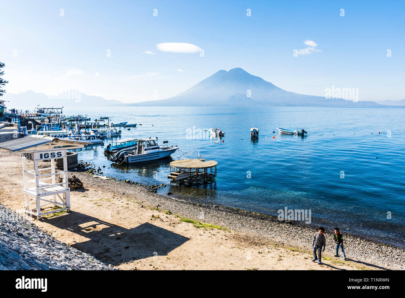 Panajachel, Lake Atitlan, Guatemala - December 23, 2018: Moored boats ...