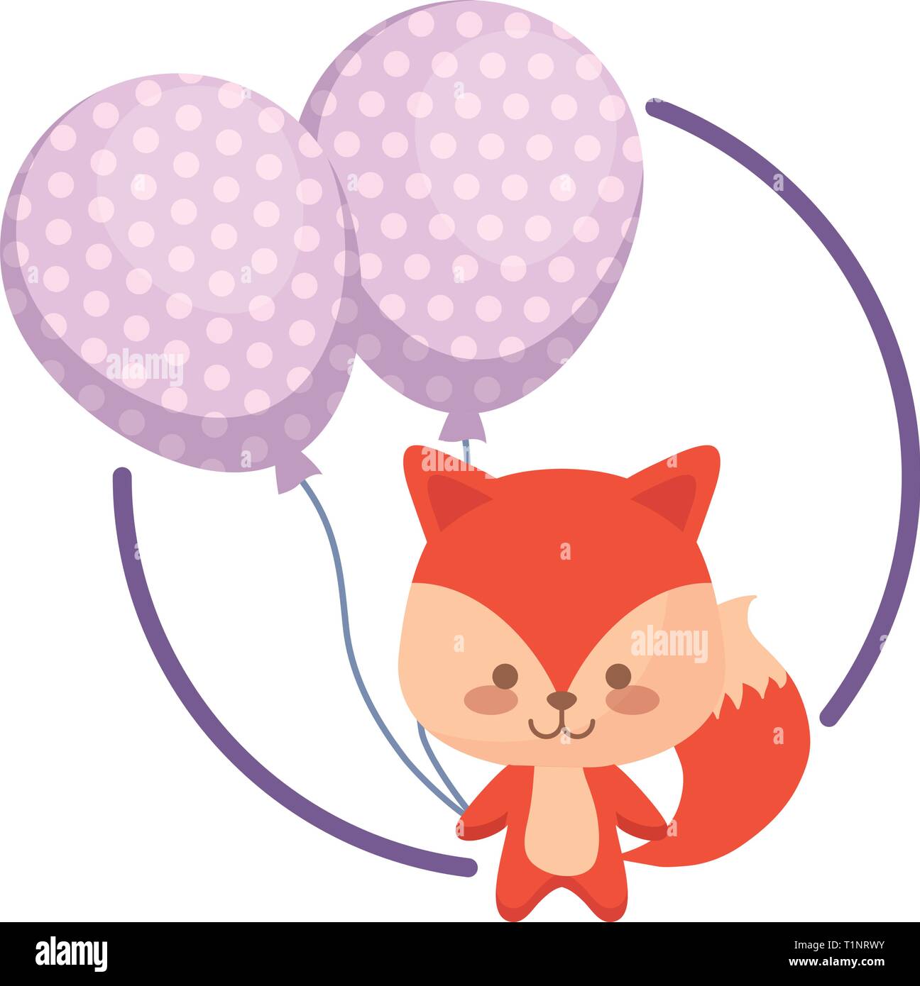 cute fox with balloons helium vector illustration design Stock Vector ...