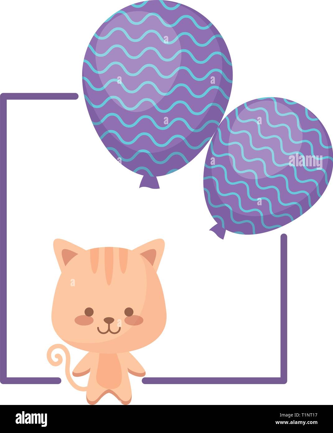 cute cat with balloons helium vector illustration design Stock Vector ...