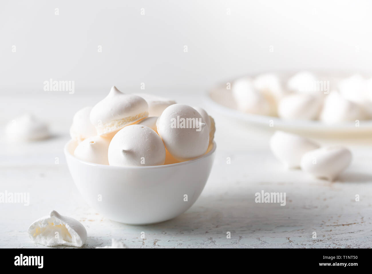 French dessert Meringue prepared from whipped with sugar and baked eggs ...