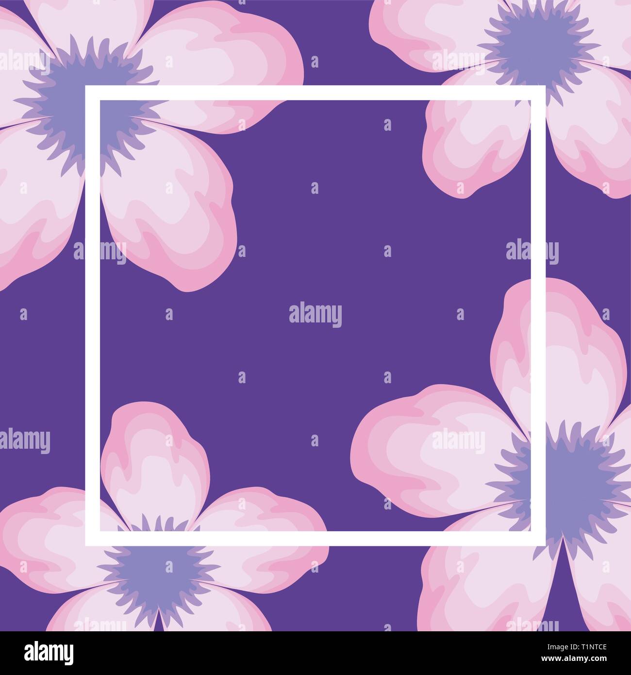 pattern of flowers and square frame vector illustration design Stock ...