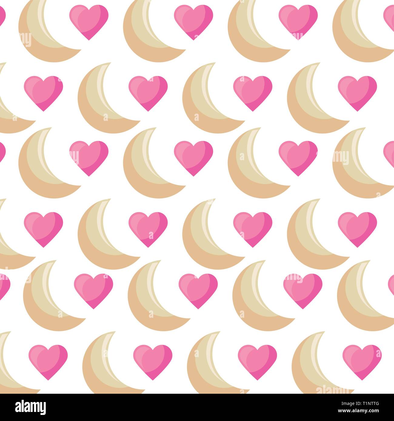 pattern of moons and hearts love vector illustration design Stock ...
