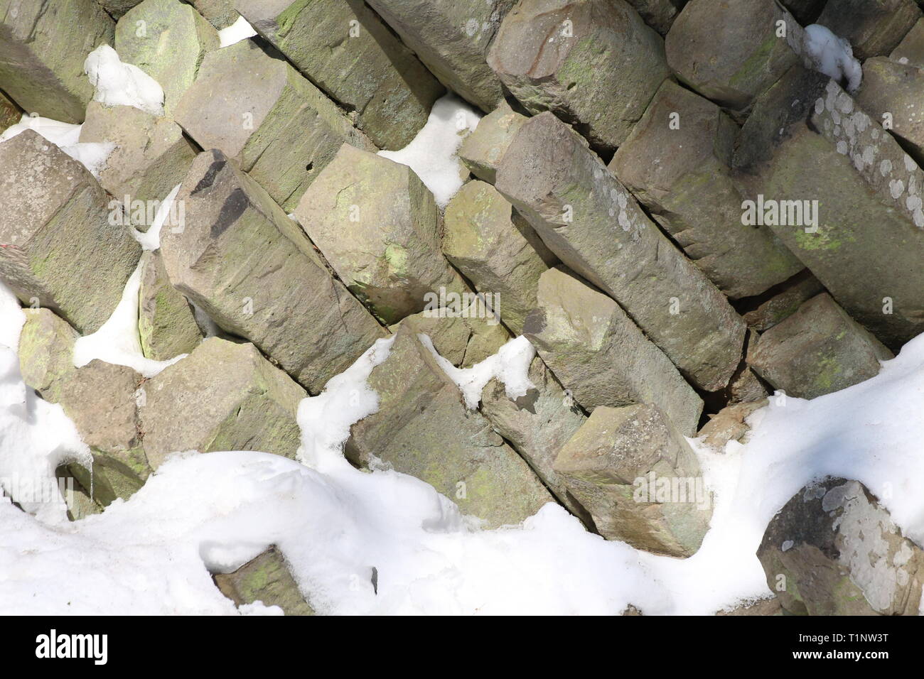 Basalt prism wall Stock Photo - Alamy