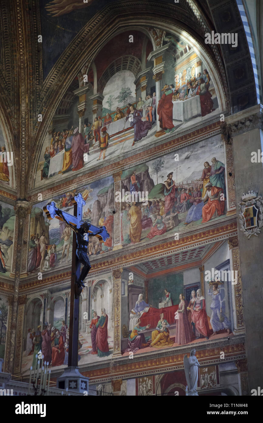 Frescos by Italian Renaissance painter Domenico Ghirlandaio and his ...
