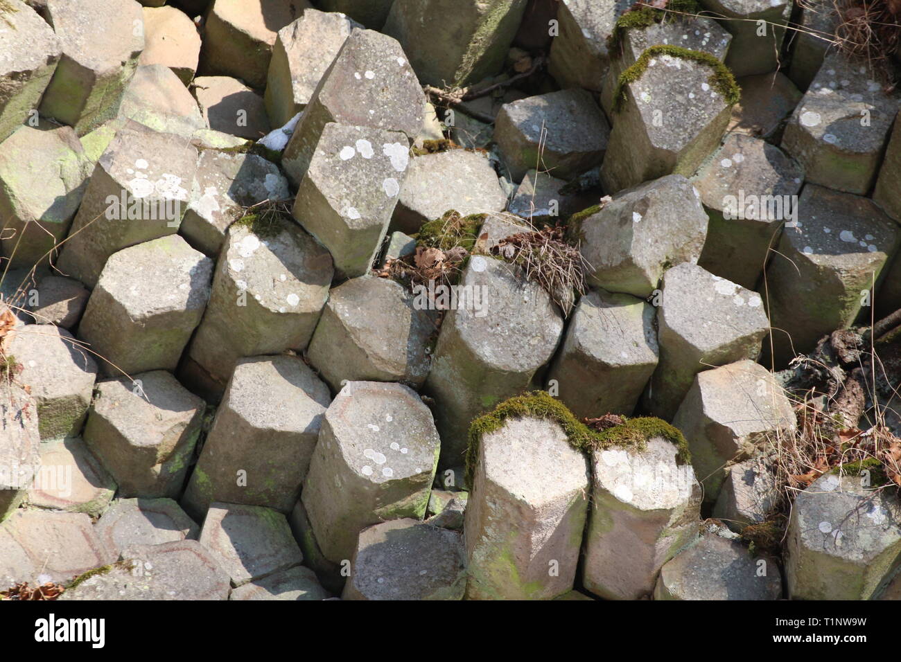 Basalt prism wall Stock Photo - Alamy