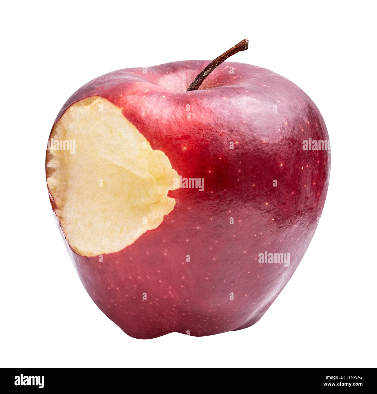 Red apple with missing a bite isolated on white background. Clipping ...