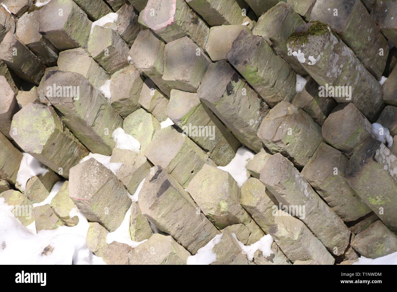 Basalt prism wall Stock Photo - Alamy