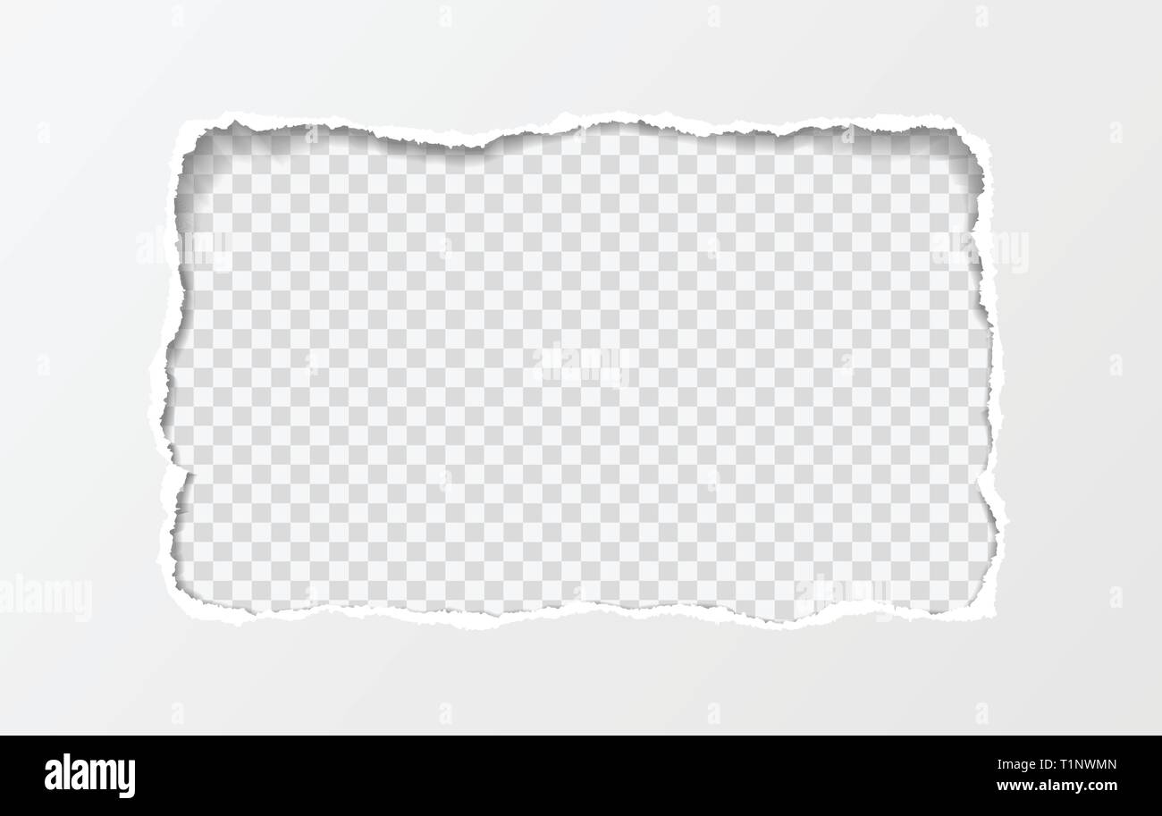 Torn white paper frame for text on squared background. Vector ...
