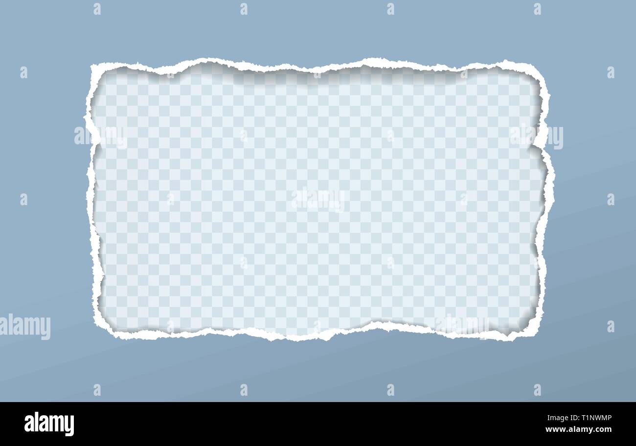 Torn blue paper frame for text on squared background. Vector ...