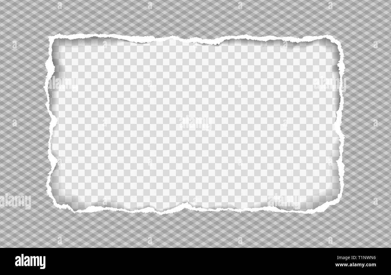 Torn grey paper frame for text on squared background. Vector ...