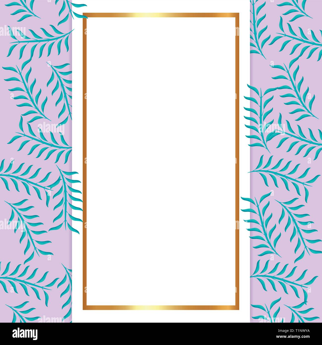 rectangular frame with branches and leafs natural vector illustration ...