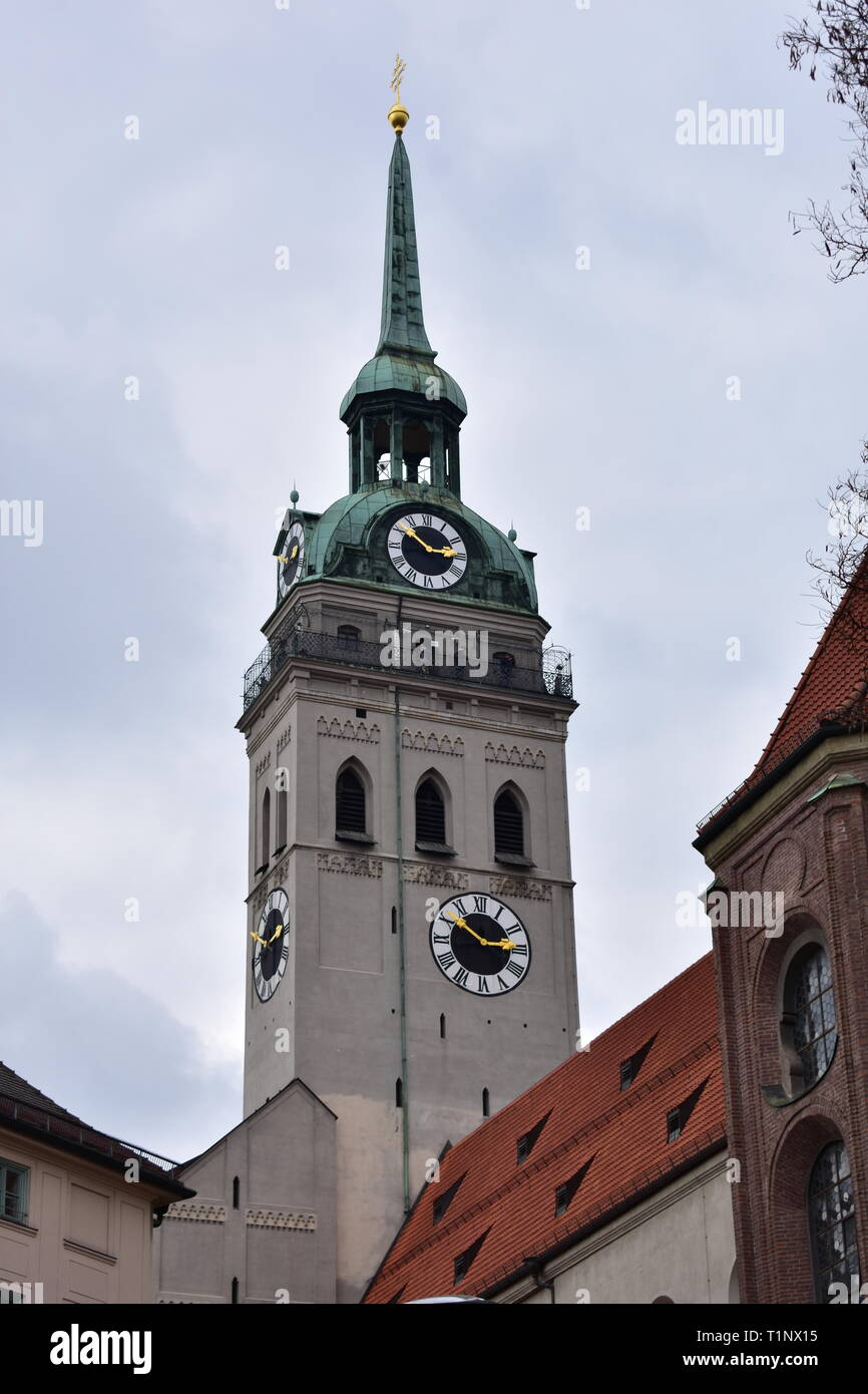 The clock tower "alter Peter" in the downtown of munich Stock Photo - Alamy