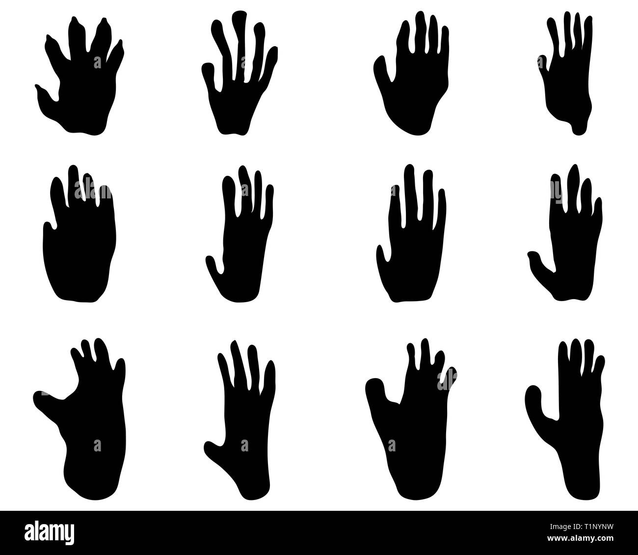 Black traces of monkey paws on a white background Stock Photo - Alamy