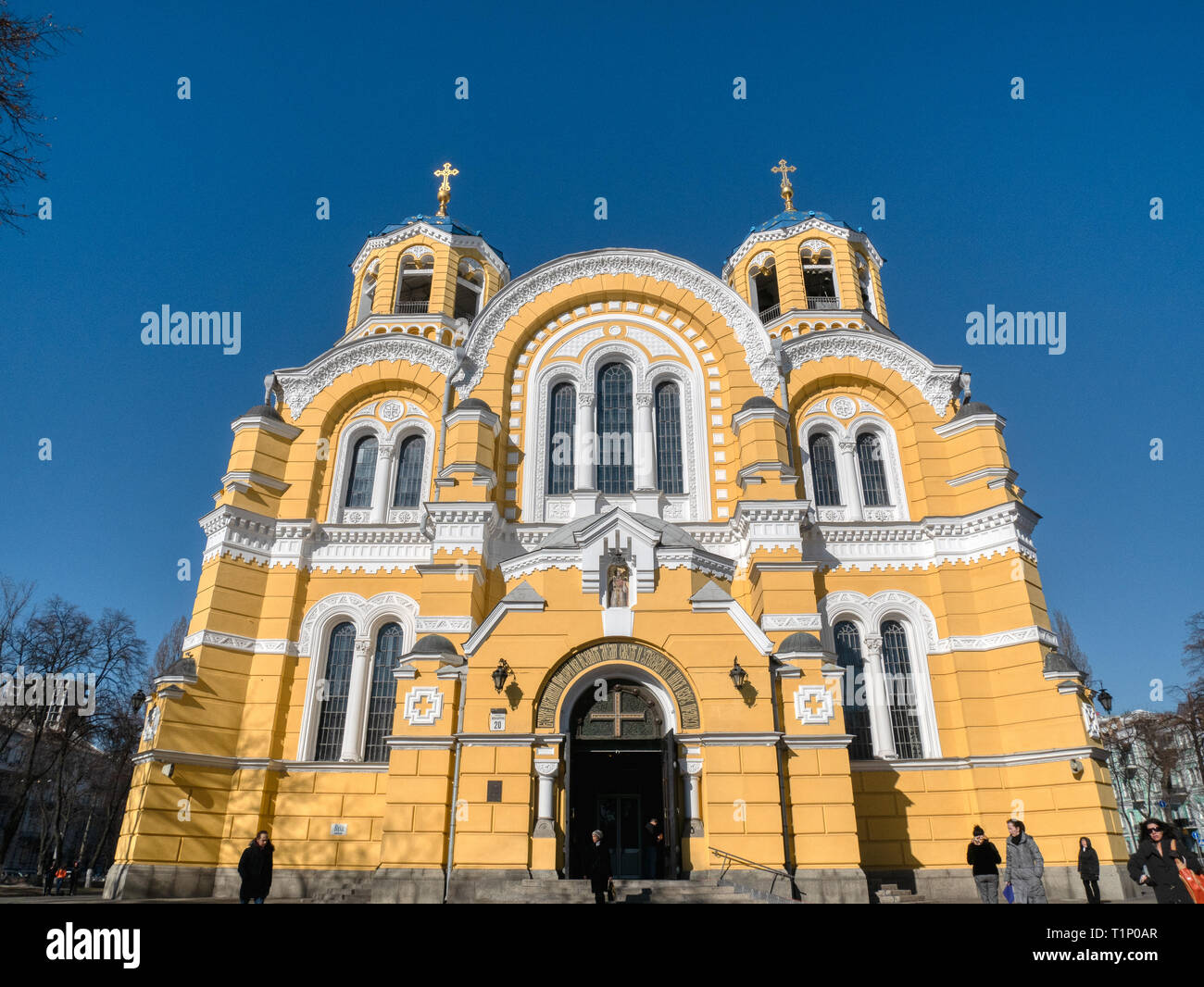 KYIV, UKRAINE - MARCH 13, 2019: Front view on facade of Saint Volodymyr ...