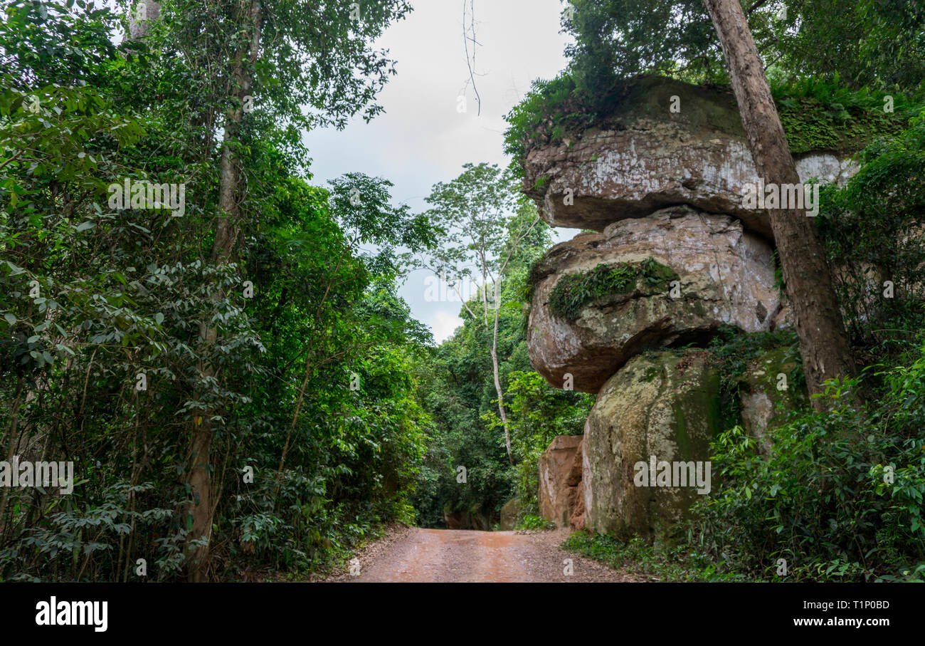 Huge rock formation in the jungles of the Kulen Mountains near Siem ...