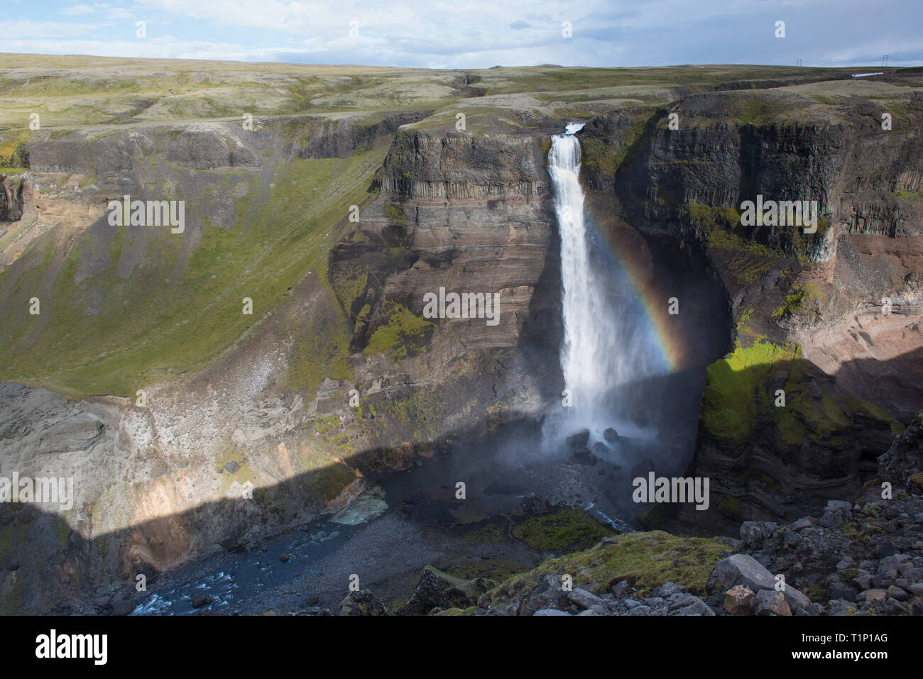 Haifoss Waterfall In The Centre Of Iceland Stock Photo - Alamy
