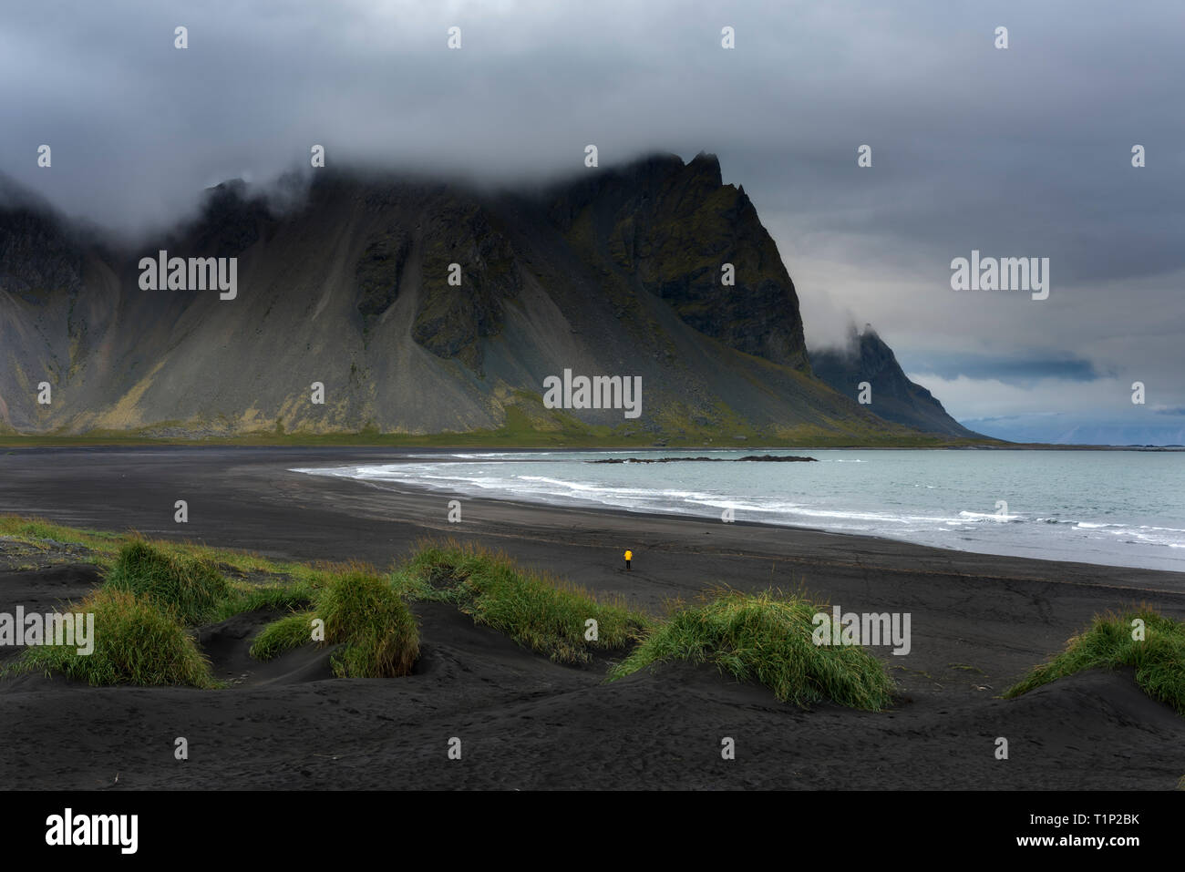 Colorful panorama of the Stokksnes headland on southeastern Icelandic ...