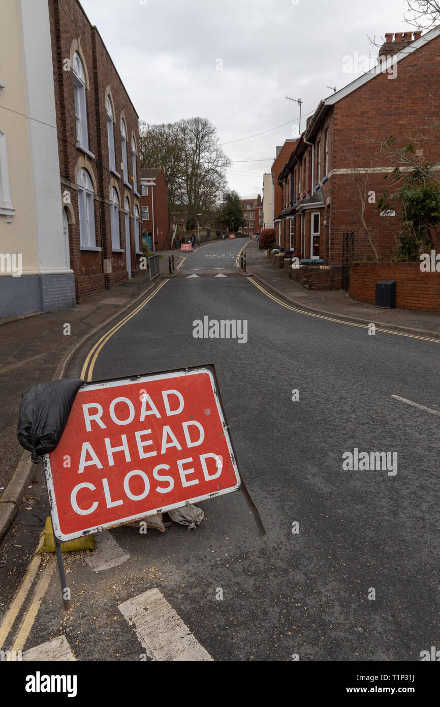 Road Ahead Closed sign, Exeter, UK Stock Photo - Alamy