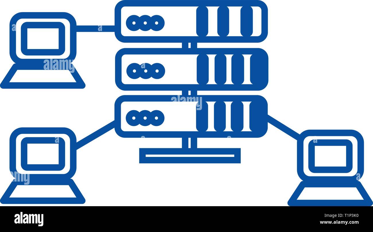 Hosting Network Servers Line Icon Concept Hosting Network Servers Flat Vector Symbol Sign