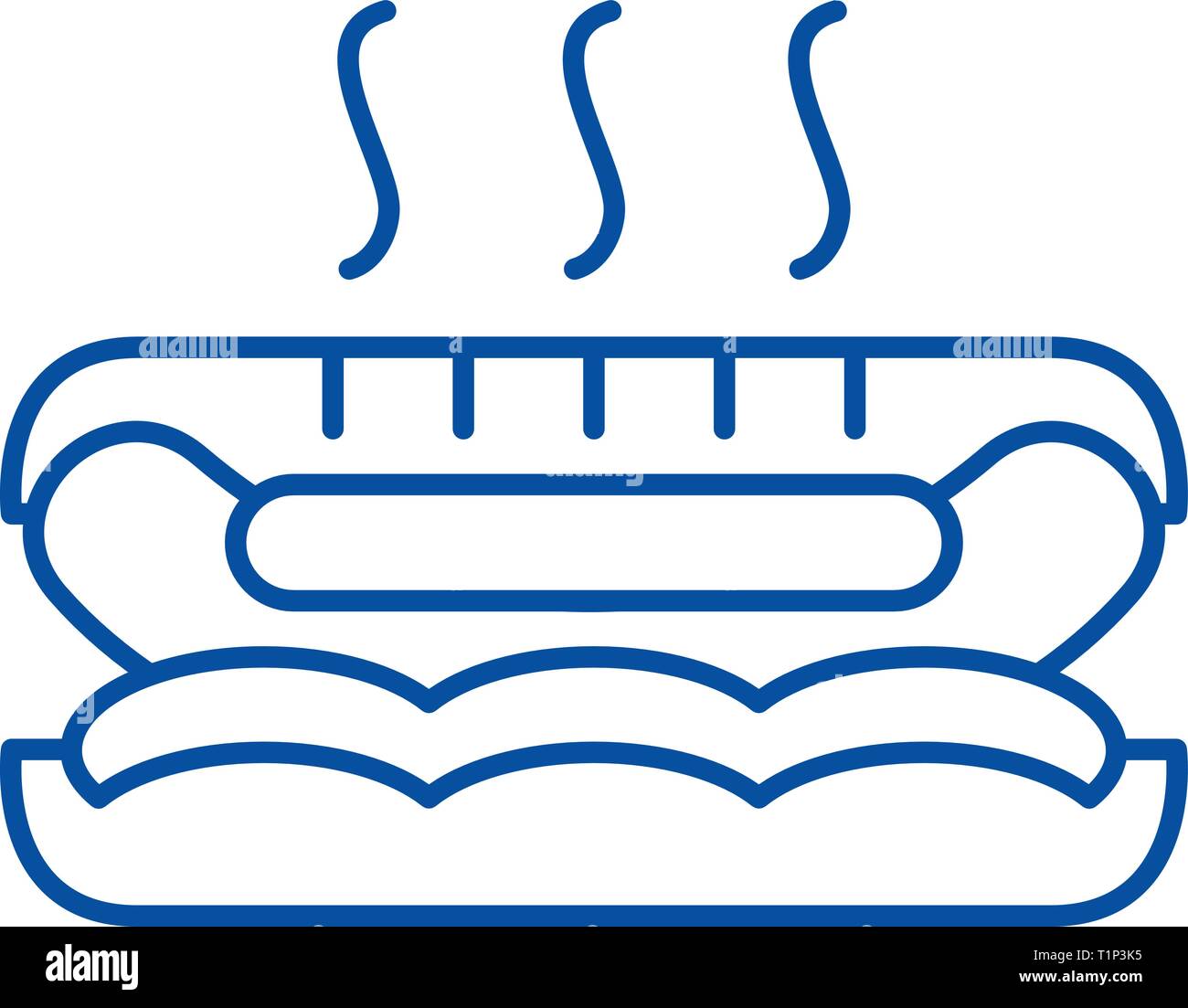 Hot dog line icon concept. Hot dog flat vector symbol, sign, outline ...