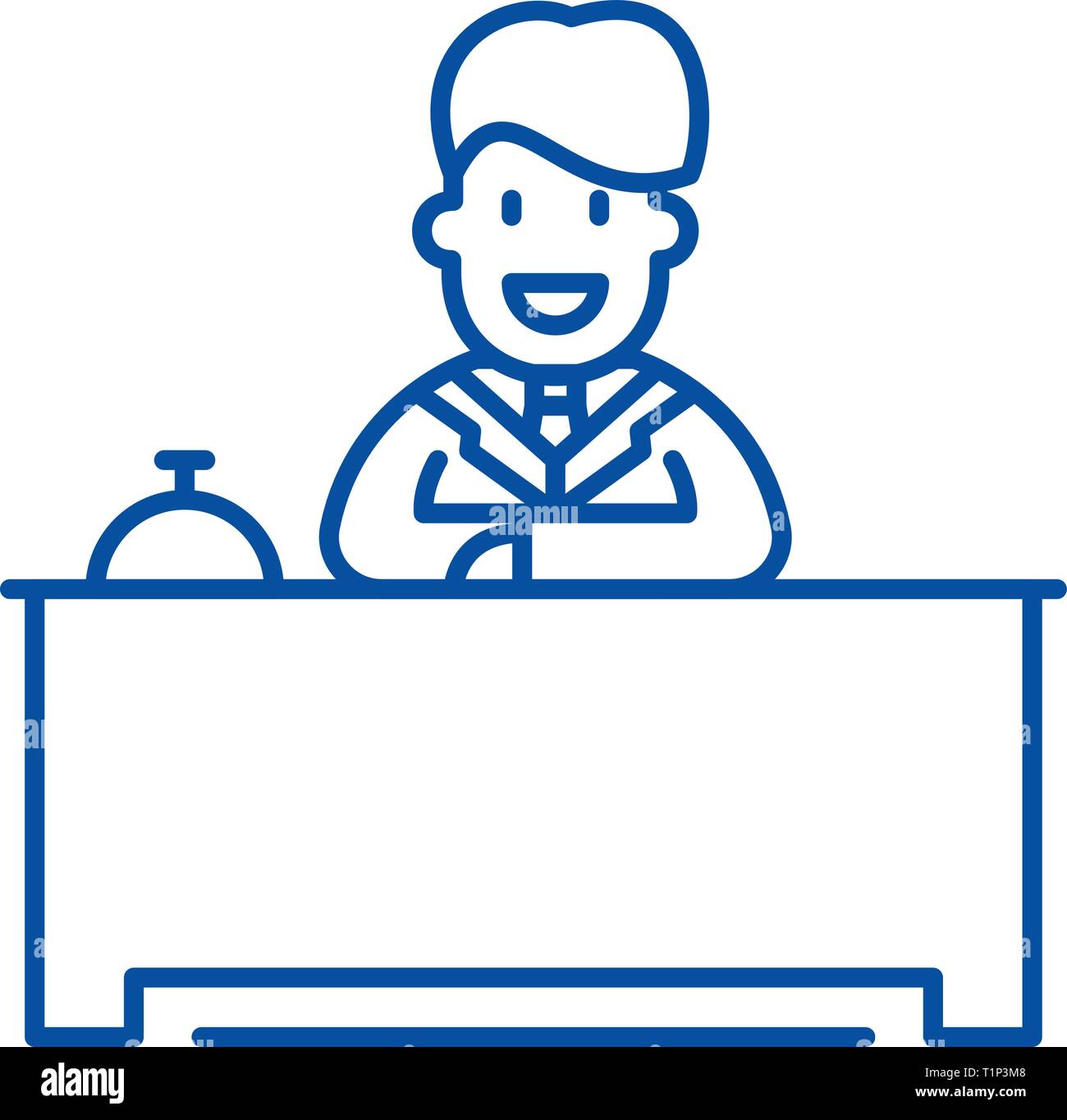 Hotel reception line icon concept. Hotel reception flat vector symbol ...