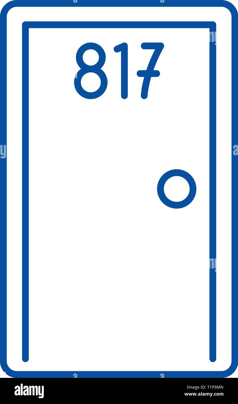 Hotel room line icon concept. Hotel room flat vector symbol, sign ...