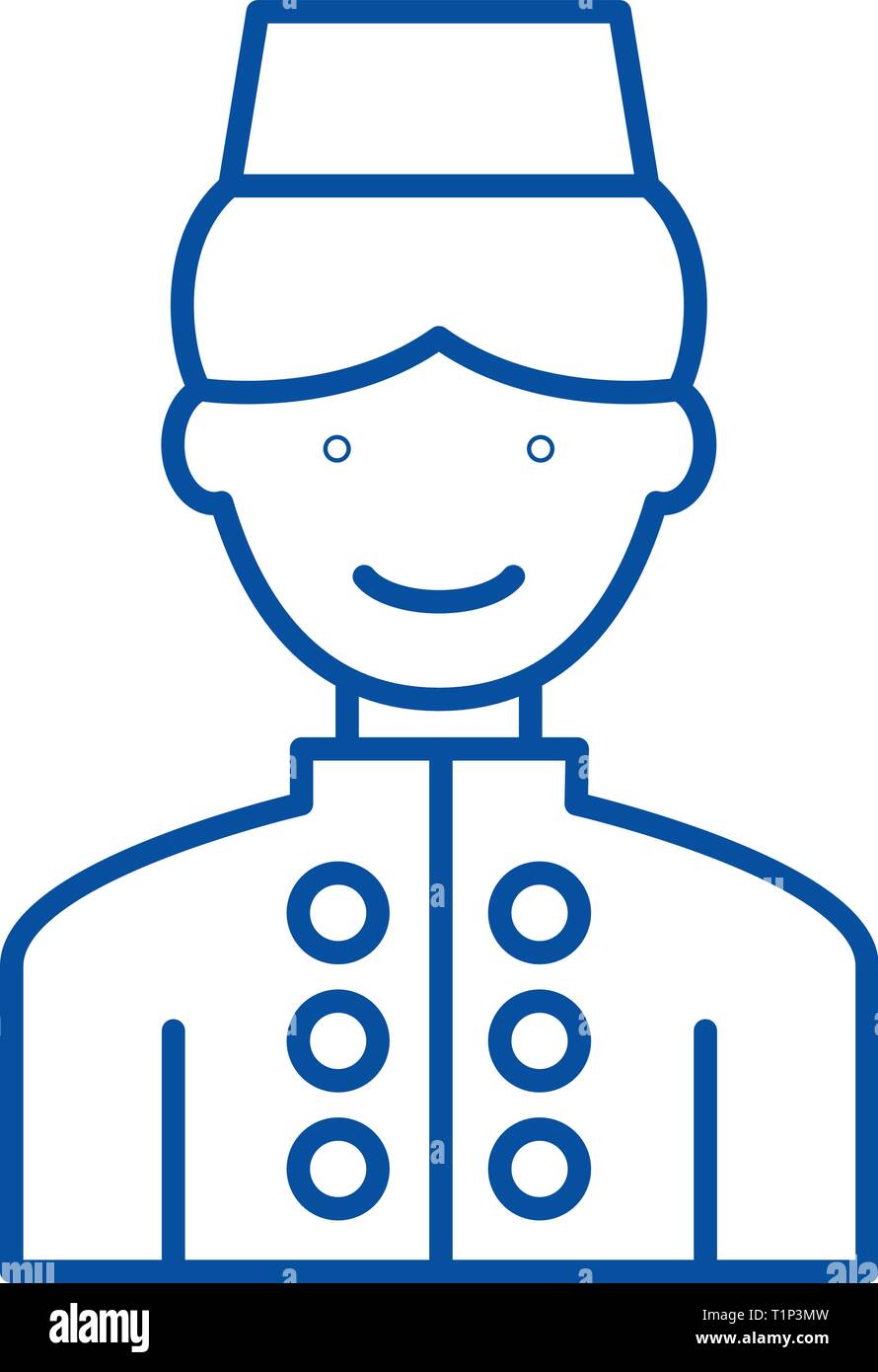 Hotel staff line icon concept. Hotel staff flat vector symbol, sign ...